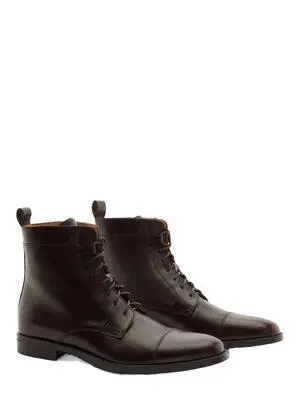 SCAROSSO Dante Lace-up Boots - Dark Brown Calf