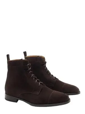 SCAROSSO Dante Lace-up Boots - Dark Brown Suede