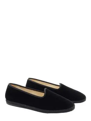SCAROSSO Velvet Slippers Black - Velvet