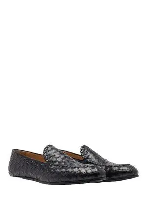 SCAROSSO Vittorio Woven Loafers Black - Calf