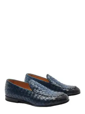 SCAROSSO Vittorio Woven Loafers Blue - Calf