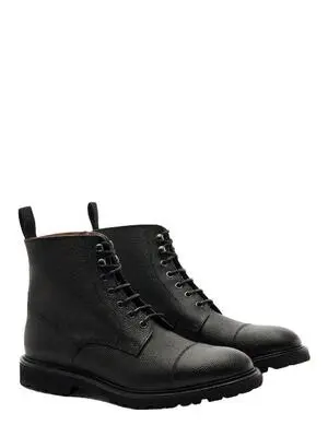 SCAROSSO Jackie Lace-up Boots - Black - Calf