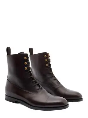 SCAROSSO Archie Lace-up Boots - Brown - Calf