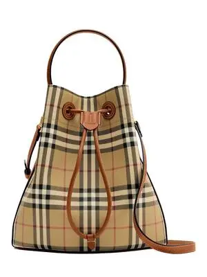 Burberry Small Check Bucket Bag - Archive Beige/briar Brown
