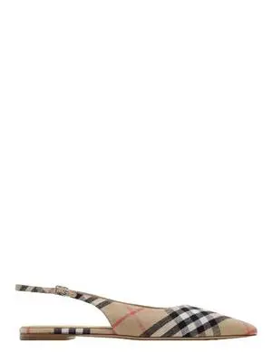 Burberry Check Slingback Ballerinas - Sand