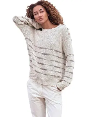CELTIC & CO. Drop Stitch Breton Sweater - Oatmeal Taupe