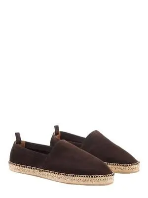 SCAROSSO Suede Espadrilles With Rope Sole Brown - Suede