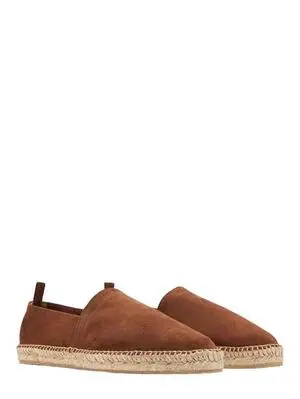 SCAROSSO Suede Espadrilles With Rope Sole - Chestnut - Suede