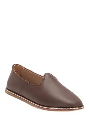 FOREVER & ALWAYS SHOES Dalya Leather Slip-on Flats - Dark Brown Leather
