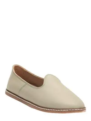 FOREVER & ALWAYS SHOES Dalya Leather Slip-on Flats - Sage Green Leather