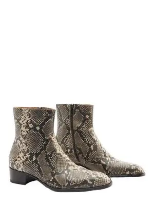 SCAROSSO Warren Ankle Boots - Beige - Python-printed Calf