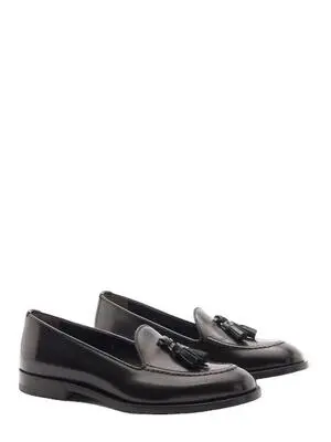 SCAROSSO Sienna Tassel Loafers - Brown - Brushed Calf