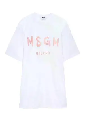 MSGM Cotton T-shirt Dress - White