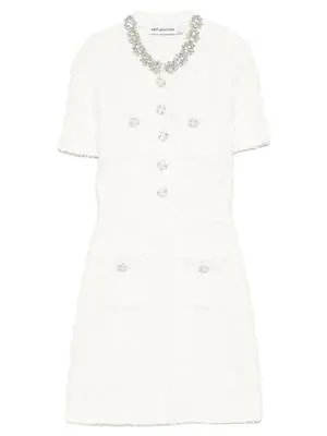 SELF-PORTRAIT Mini Dress With Jewel Embellishments - Beige