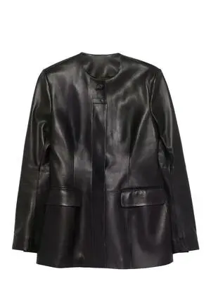 TOTEME Collarless Leather Jacket - Black