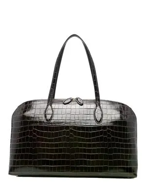 TOTEME Crocodile-Embossed Tote Brown