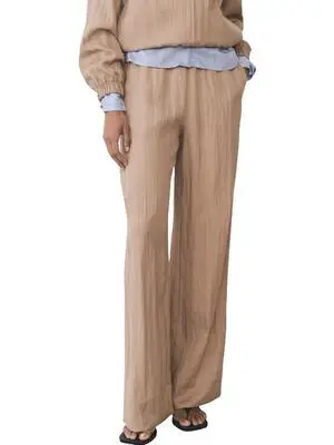MANGO MANGO Straight Leg Textured Pants