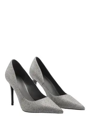 Mango Rhinestone Heel Pumps - Silver
