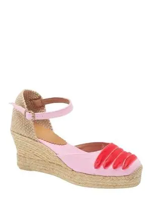 Penelope Chilvers Dali Ankle Strap Espadrille Wedge - Pink/ Peony