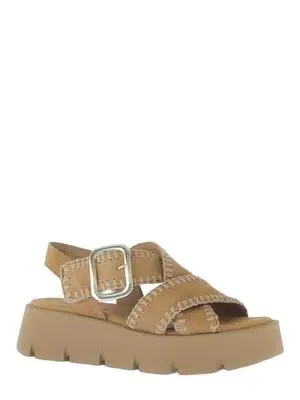 Gabor Crossover Slingback Wedge Sandal - Walnut