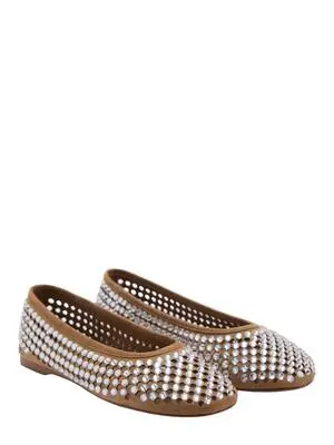 Mango Embellished Perforated Ballet Flat - Beige