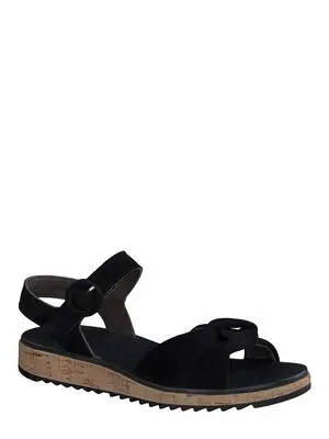 Paul Green Trento Ankle Strap Platform Sandal - Black Suede