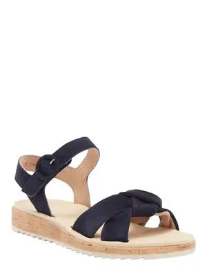 Paul Green Trento Ankle Strap Platform Sandal Blue Suede
