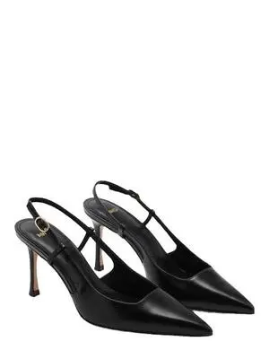 Mango Pointed Toe Slingback Pumps - Black
