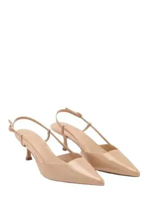 Mango Slingback Pointed Toe Pumps - Beige