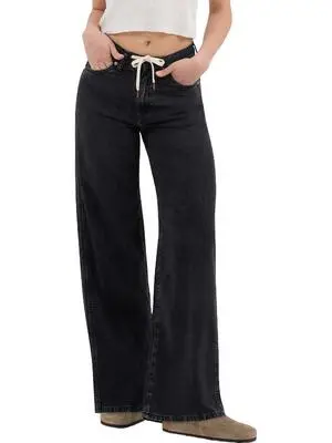 Wrangler Tie-waist Wide-leg Jeans - Rinse Black