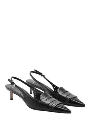 Mango Fringe Slingback Pumps - Black