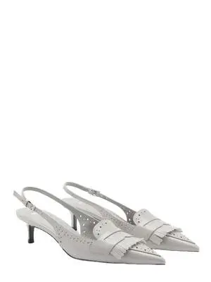 Mango Fringe Slingback Pumps - Grey