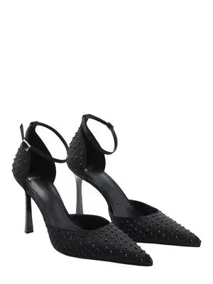 Mango Crystal Ankle Strap Pumps - Black