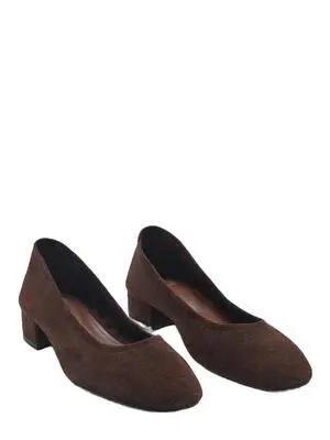 Mango Suede Block Heel Pumps - Chocolate
