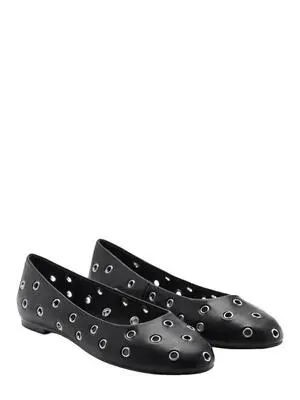 Mango Grommet Ballet Flat Black