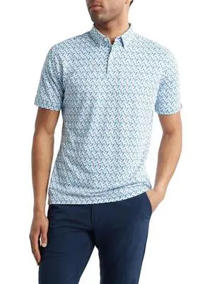 Mizzen+main Halyard Trim Fit Dot Print Polo - White Broken Circle