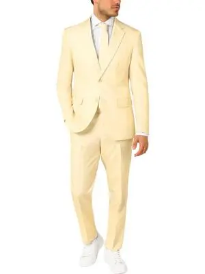Opposuits Pastellow Slim Fit Two-piece Suit & Tie Set - Beige