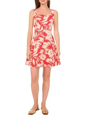 Vince Camuto Floral Fit & Flare Dress - Cayenne