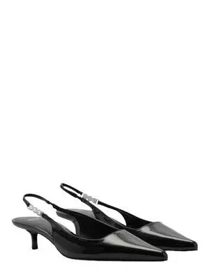 Mango Crystal Pointed Toe Slingback Pumps - Black