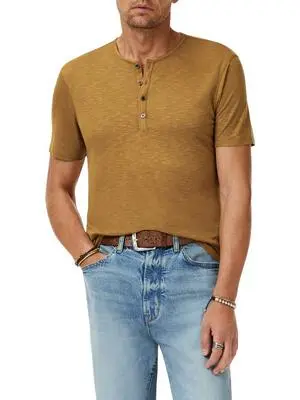 John Varvatos Biello Slim Fit Henley Top - Light Umber