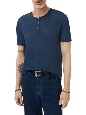 John Varvatos Biello Slim Fit Henley Top - Pacific Blue