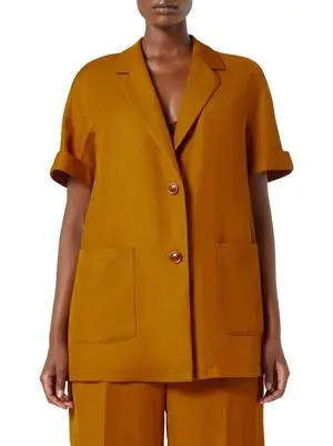 MARINA RINALDI Fingere Short Sleeve Twill Jacket