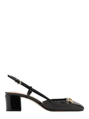 Mango Square-toe Slingback Pumps - Black