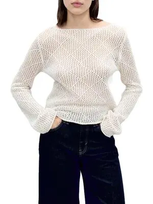 Mango Open Stitch Cotton-blend Sweater - Ecru