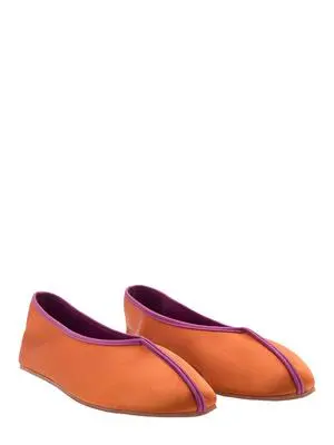 Mango Satin Ballerina Flat - Burnt Orange