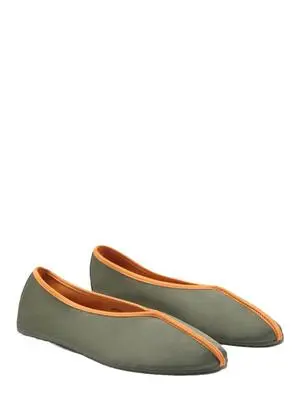 Mango Satin Ballerina Flat - Green