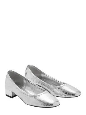 Mango Metallic Block Heel Pumps - Silver