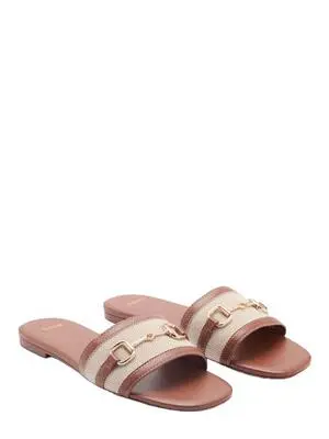 Mango Buckle Slide Sandal - Light Leather