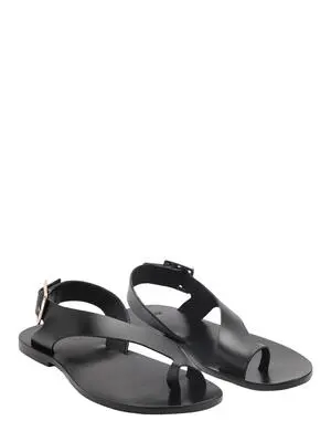 Mango Toe Loop Flat Sandal Black