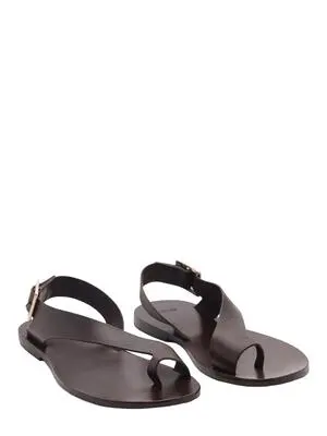 Mango Toe Loop Flat Sandal Chocolate